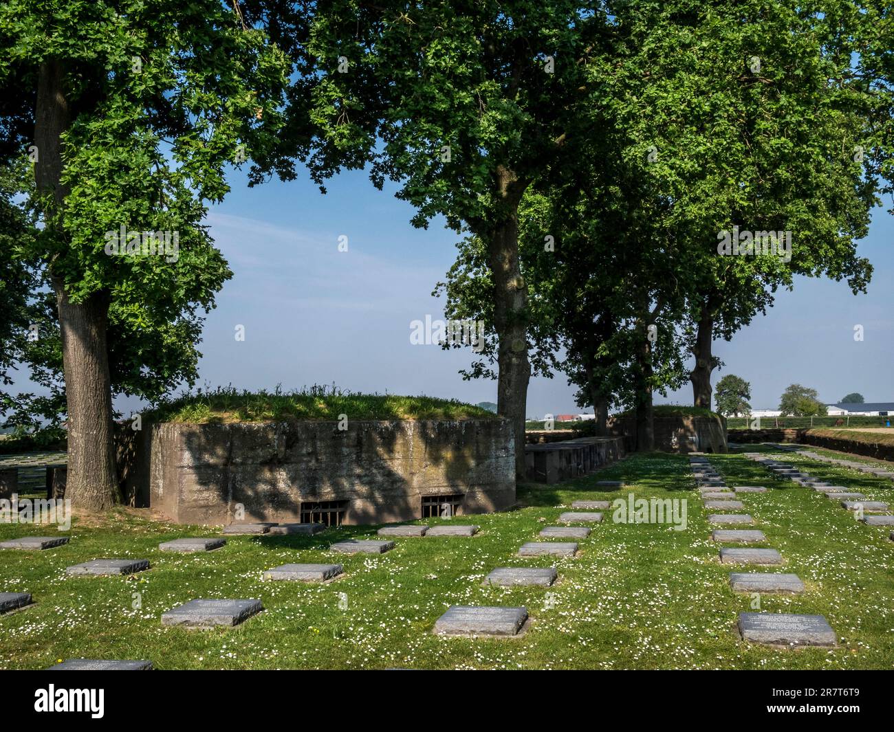 The image is of grave stone markers at the First World War German ...