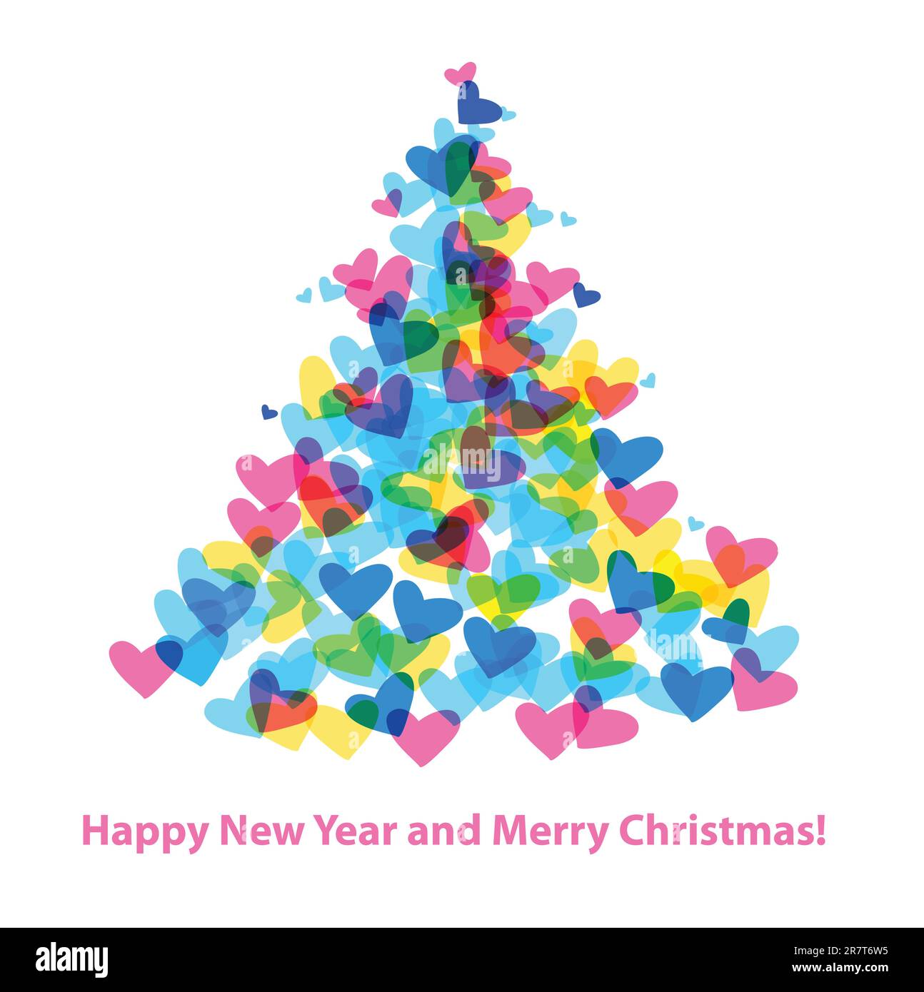 Christmas Tree of Hearts. Holiday greetings. Vector template Stock ...