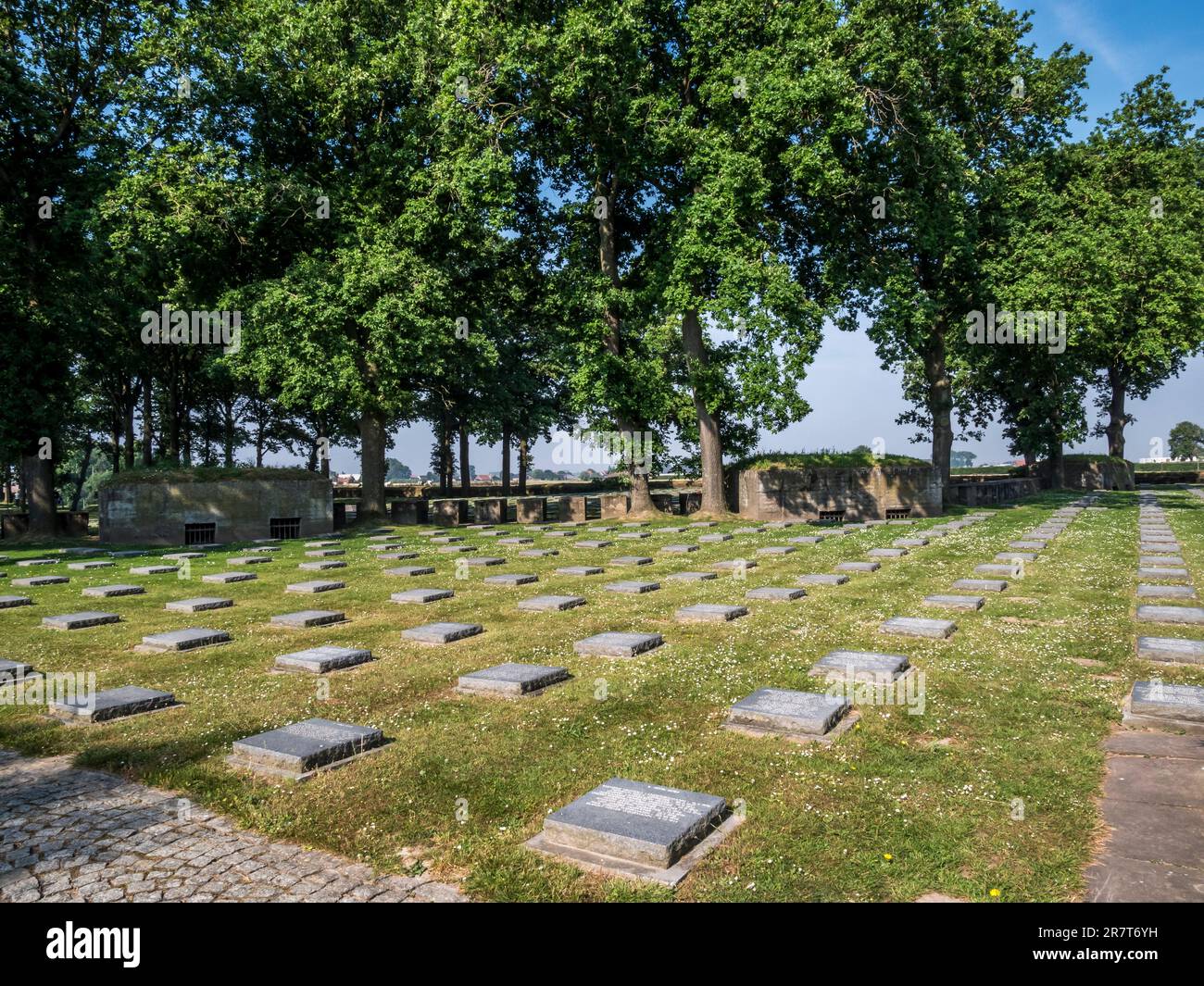 The image is of grave stone markers at the First World War German ...