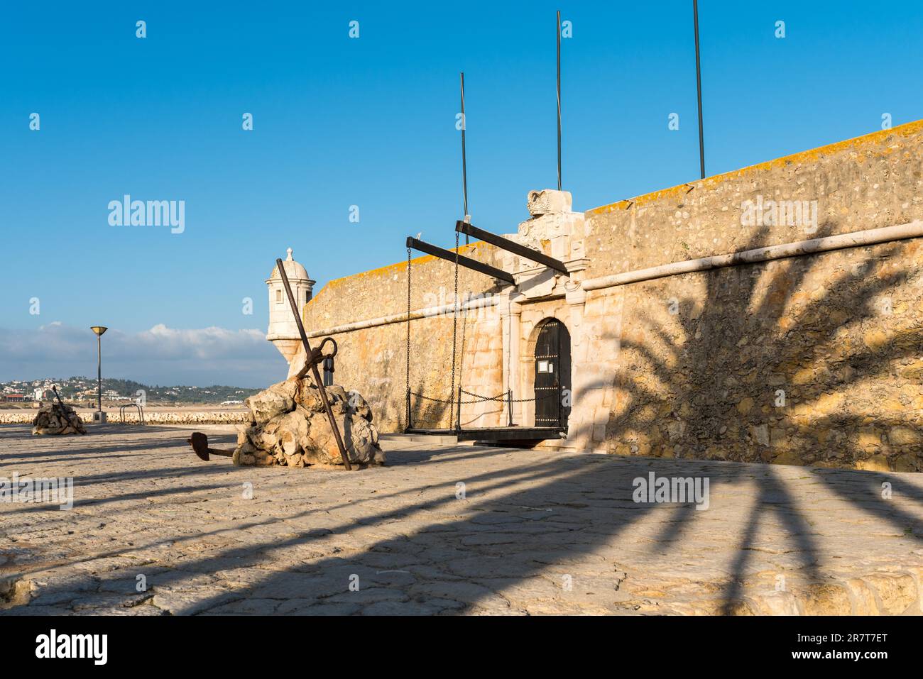 The Fort of Ponta da Bandeira in Lagos Portugal. This squat rectangular ...