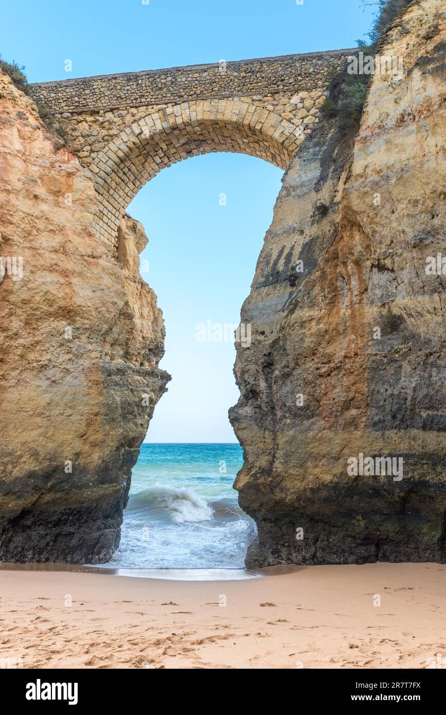 Bizarre rock formations and cliffs on the Pinhao beach at the southern ...