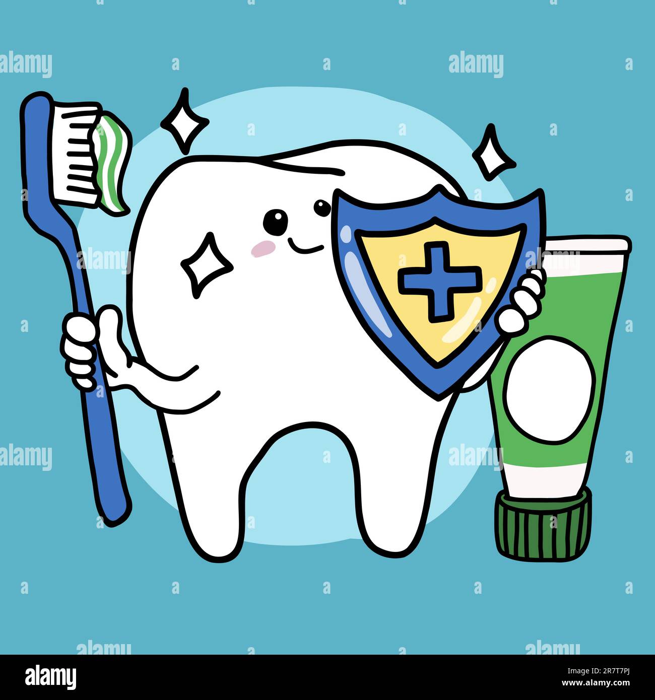 Teeth protection care cartoon vector illustration Stock Vector Image ...