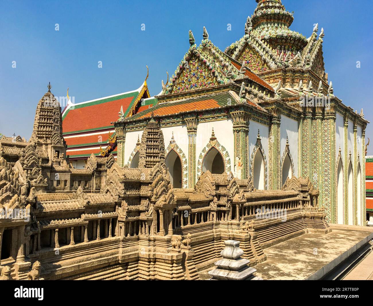 A scale model of the temple complex of Angkor Wat in the Wat Phra Kaew ...