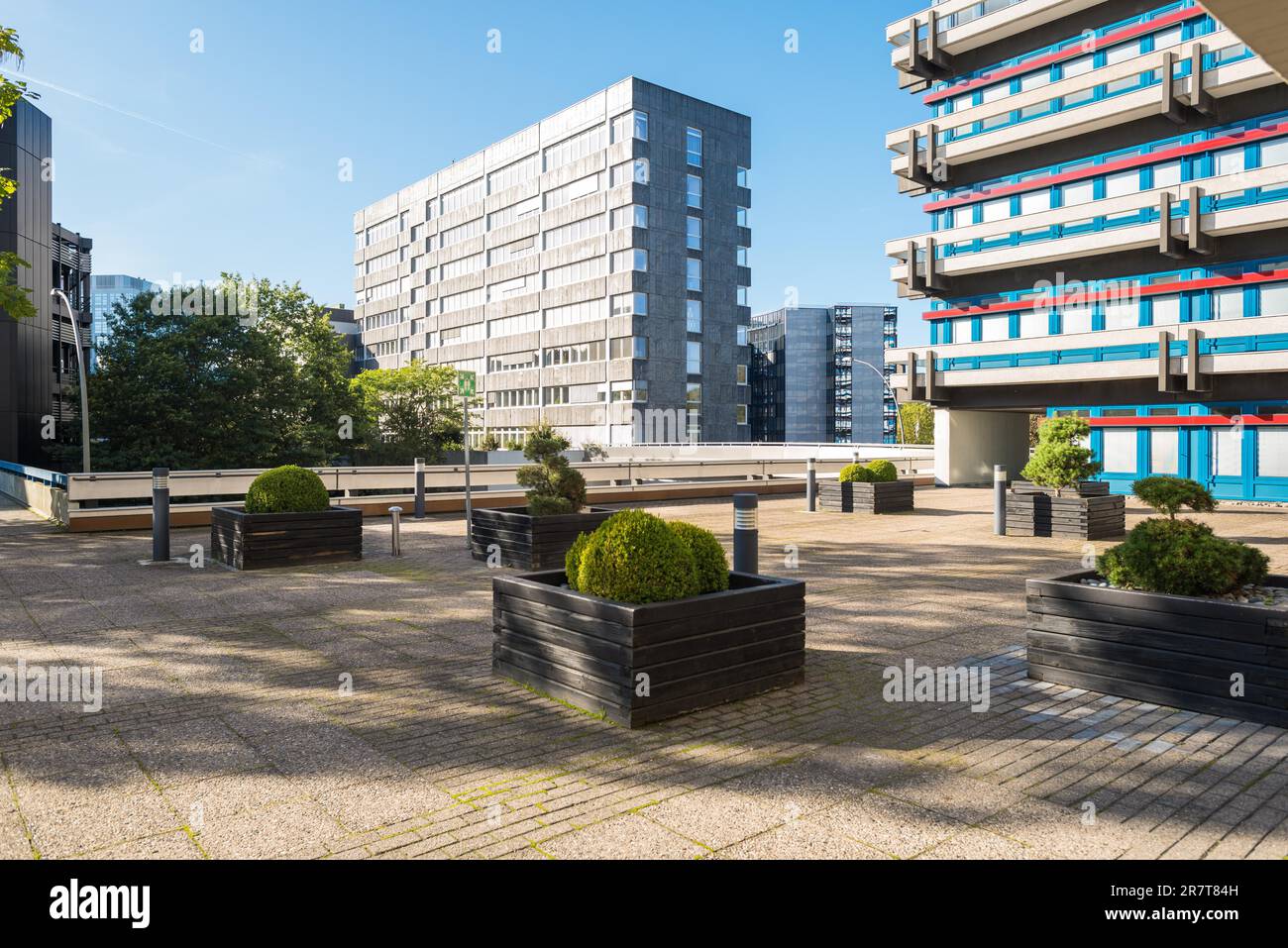 Office buildings in the style of architecture of the seventies in the ...