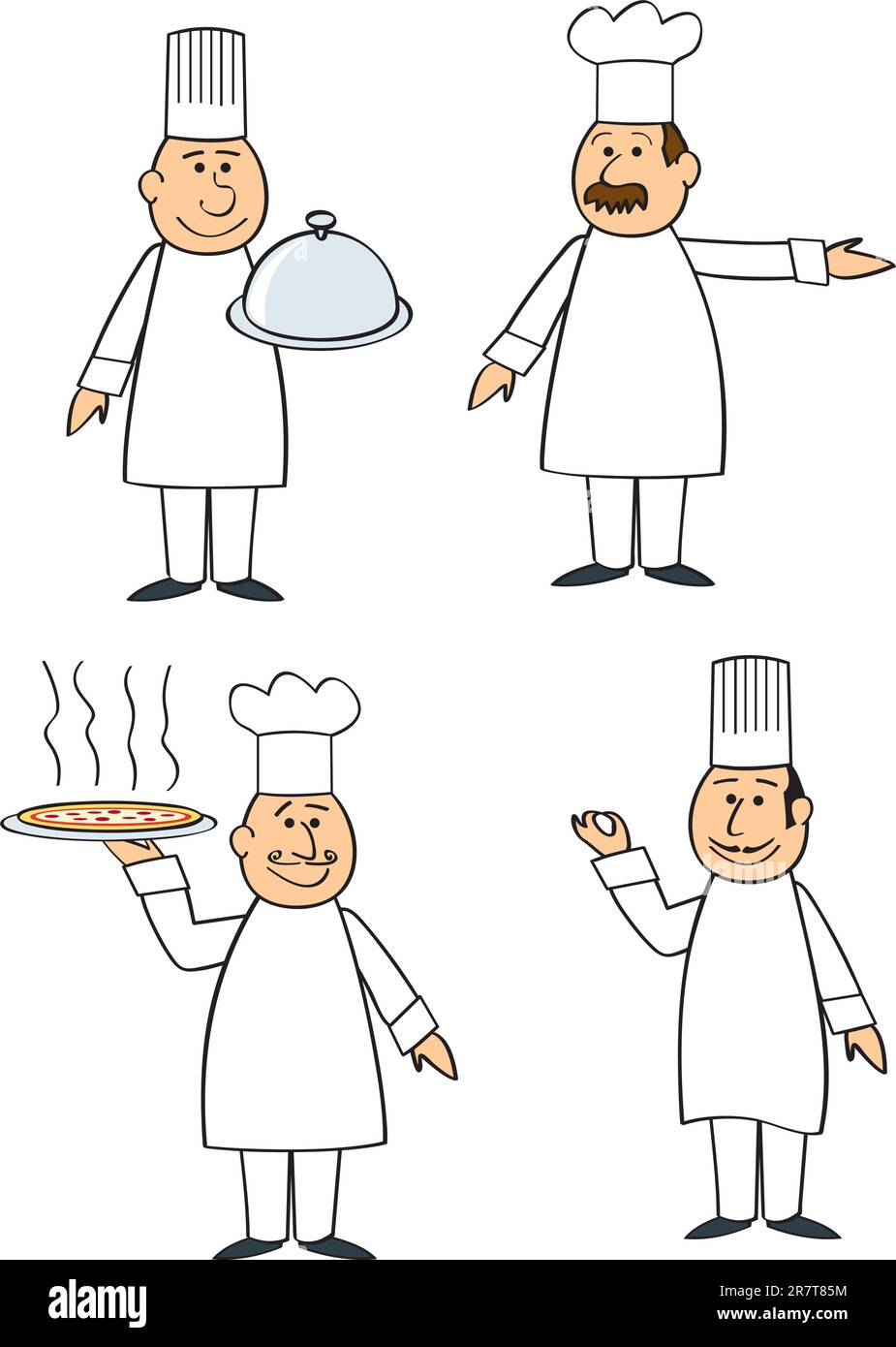 Four different cartoon chefs in various poses and with different ...