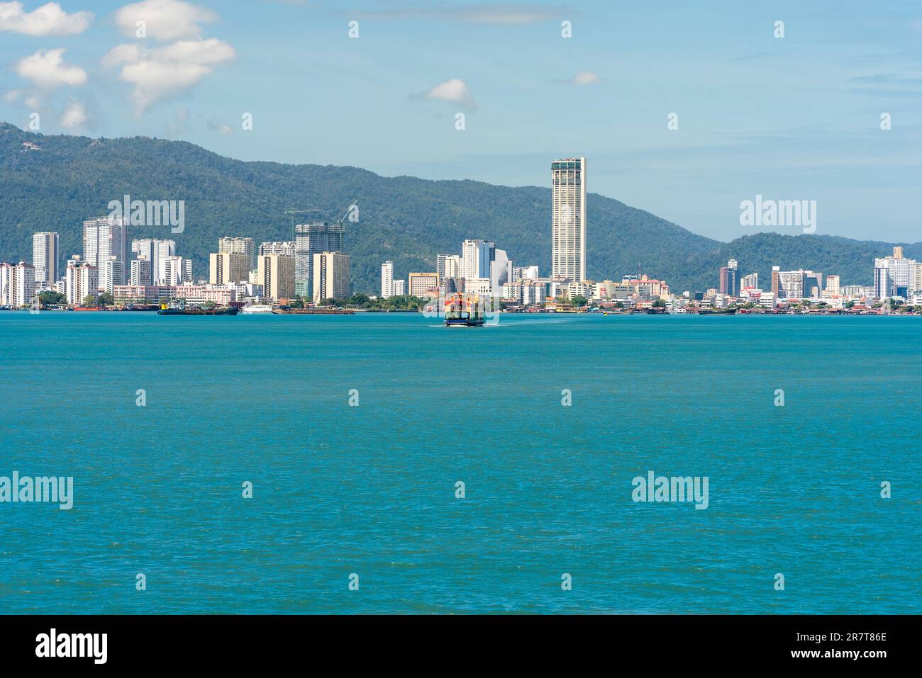 The Penang Strait with the City of Penang Island, George Town, the ...