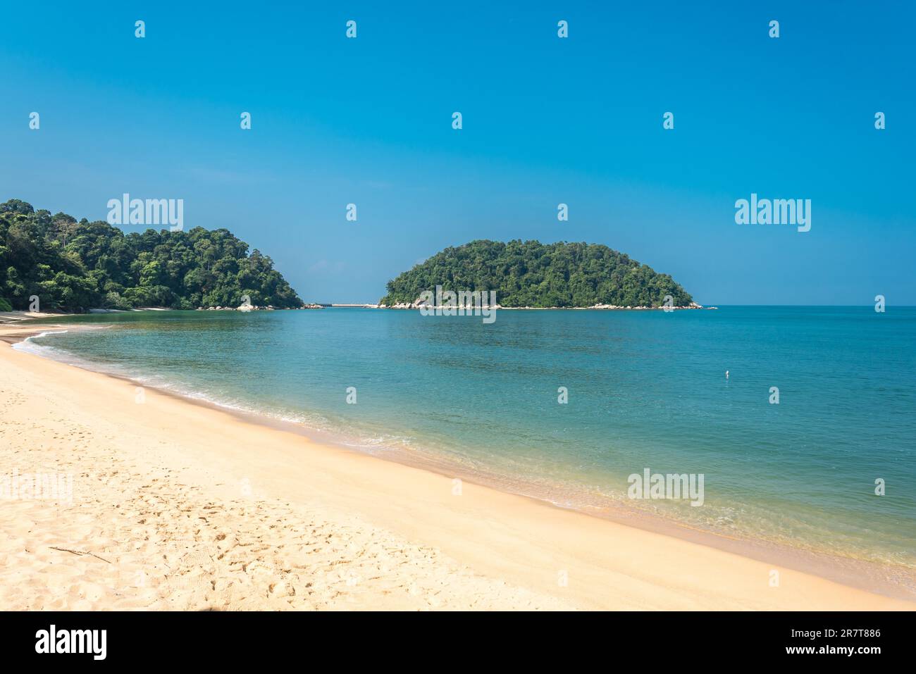 Pangkor island with the beach of the tourist village Teluk Nipah and ...