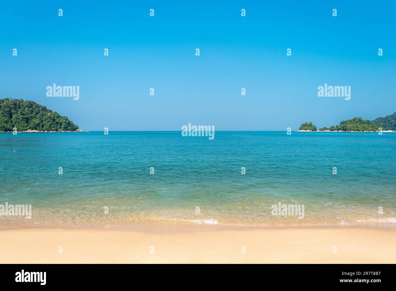 Pangkor island with the beach of the tourist village Teluk Nipah and ...