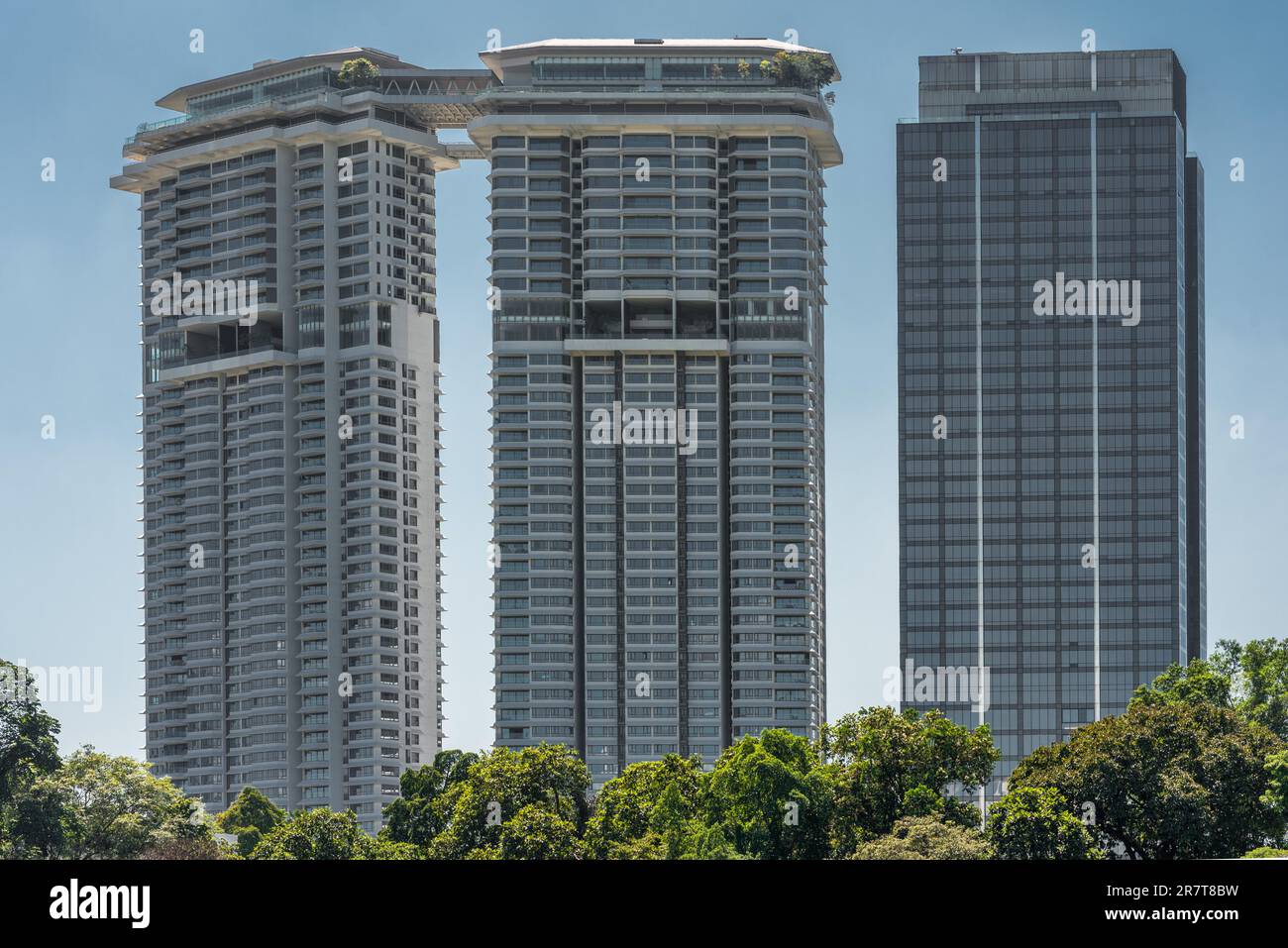 Three high-rise buildings at the Kuala Lumpur Sentral district seen ...