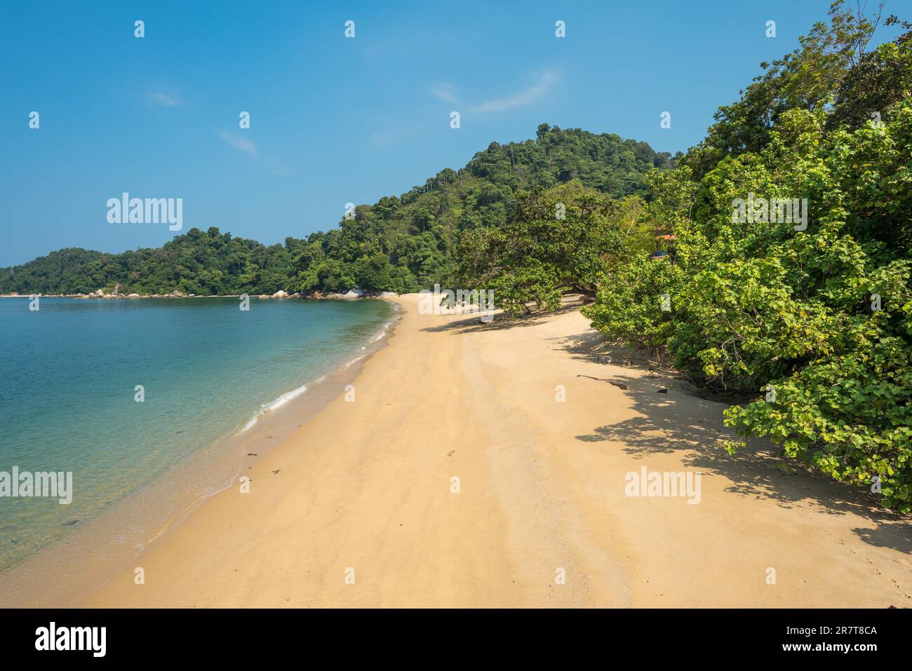 The island of Pangkor with the tortoise bay near the tourist village ...