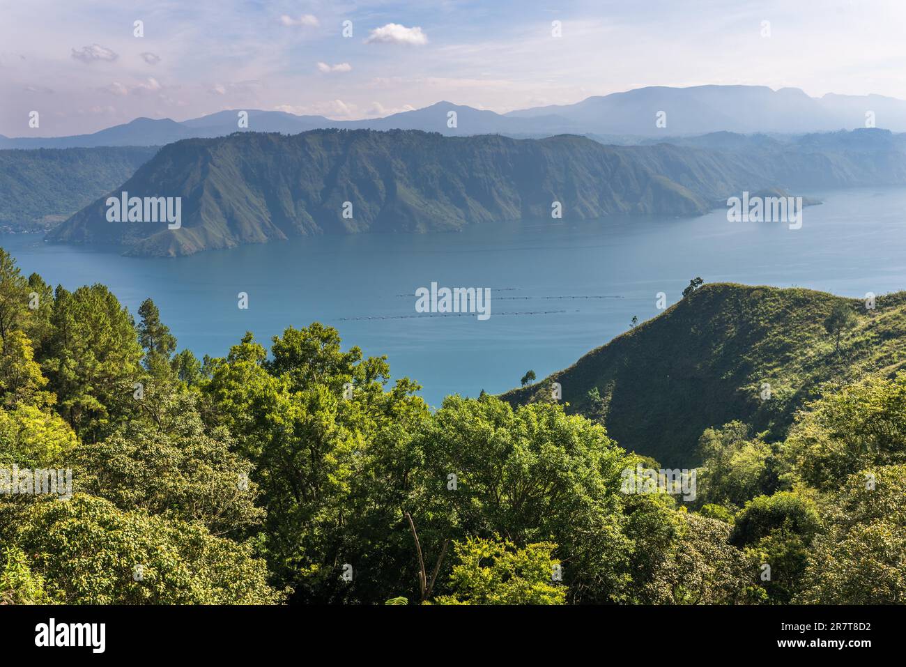 Aquaculture installations on Lake Toba, the largest volcanic lake in ...