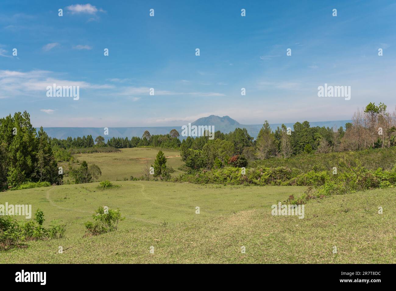 The volcano Pusuk Buhit, a 2000m high mountain at the Lake Toba, the ...