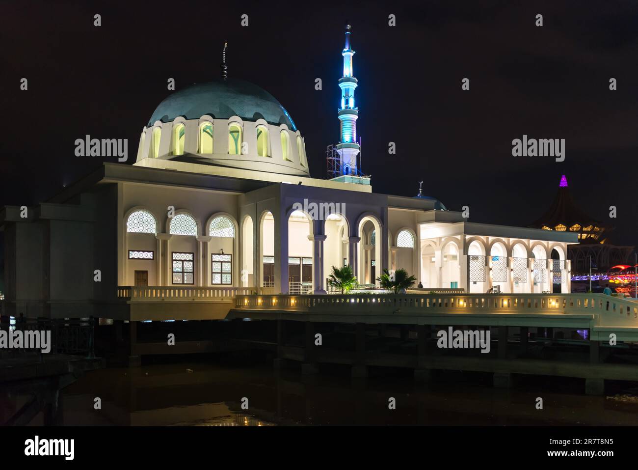 The floating mosque of Kuching, the Masjid Terapung, situated by the ...