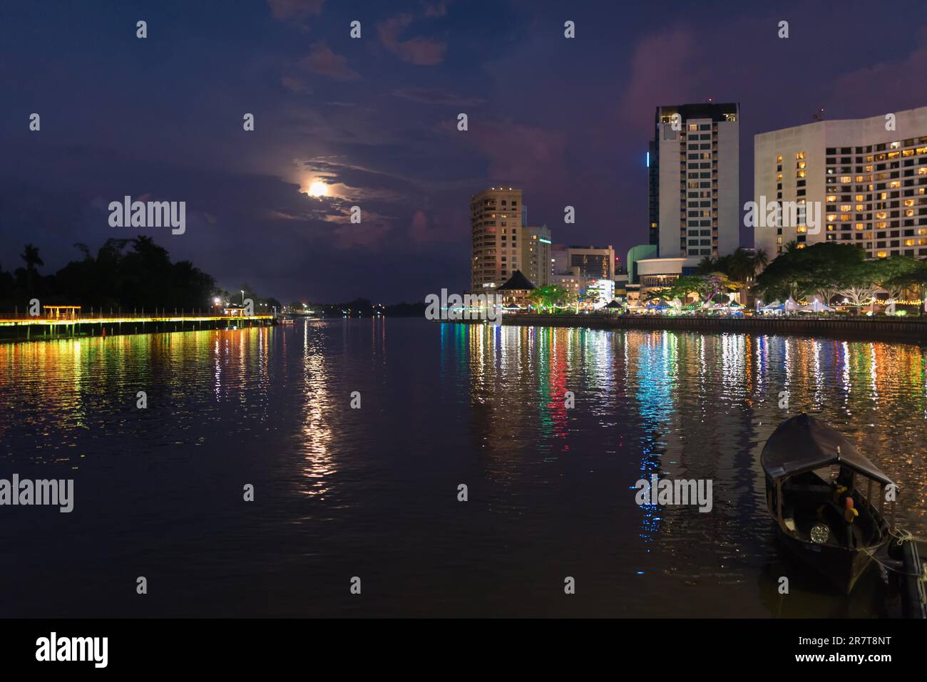 The Sarawak river with the Kuching Waterfront is a popular gathering ...