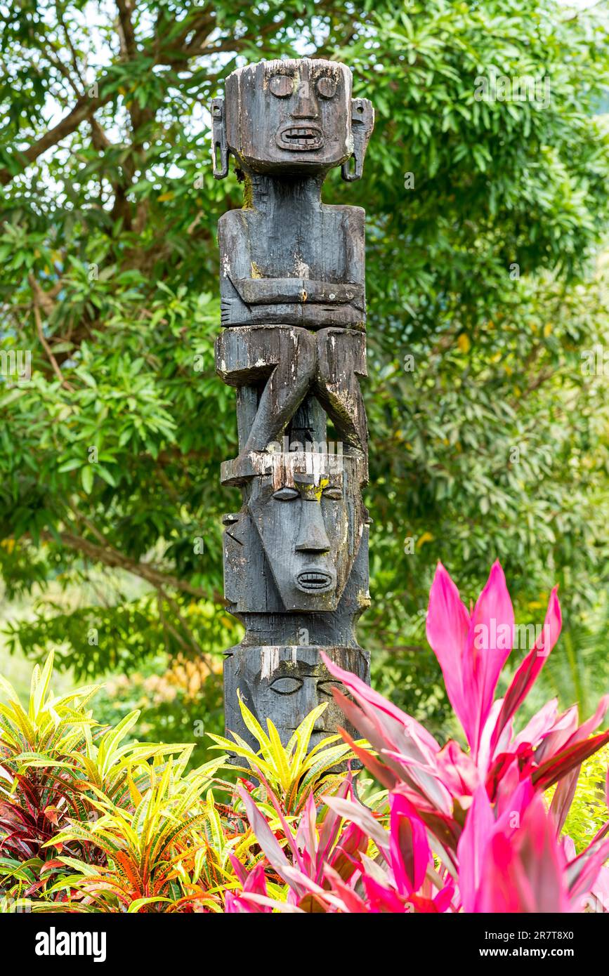 Totem pole in the Sarawak Cultural Village in the north of Kuching on ...