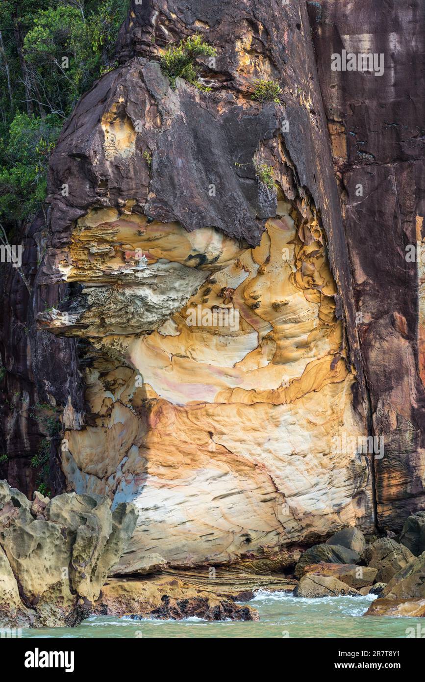 Geologically interesting sandstone rock formation at Bako National Park ...