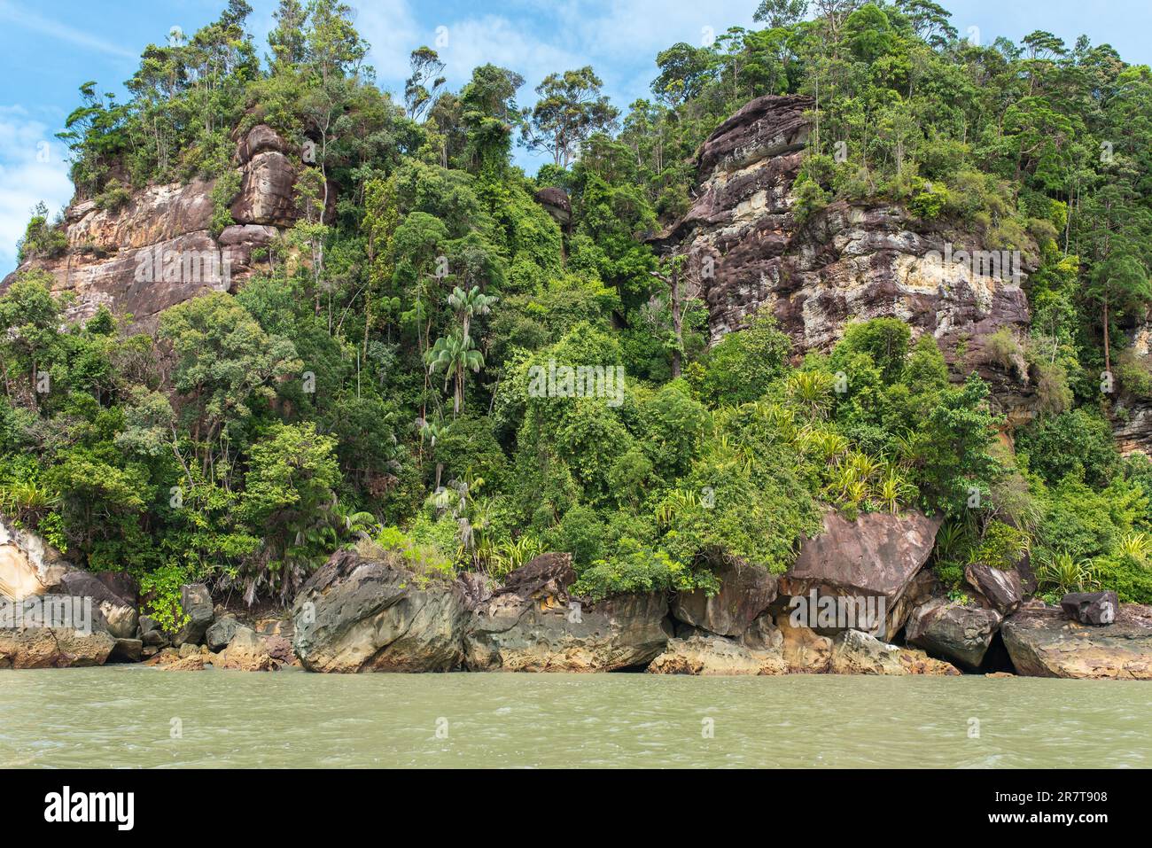 Geologically interesting sandstone rock formation at Bako National Park ...