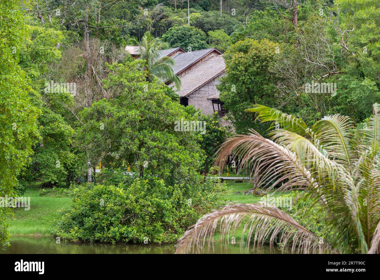 Bidayuh longhouse in the Sarawak Cultural Village on the Santubong ...