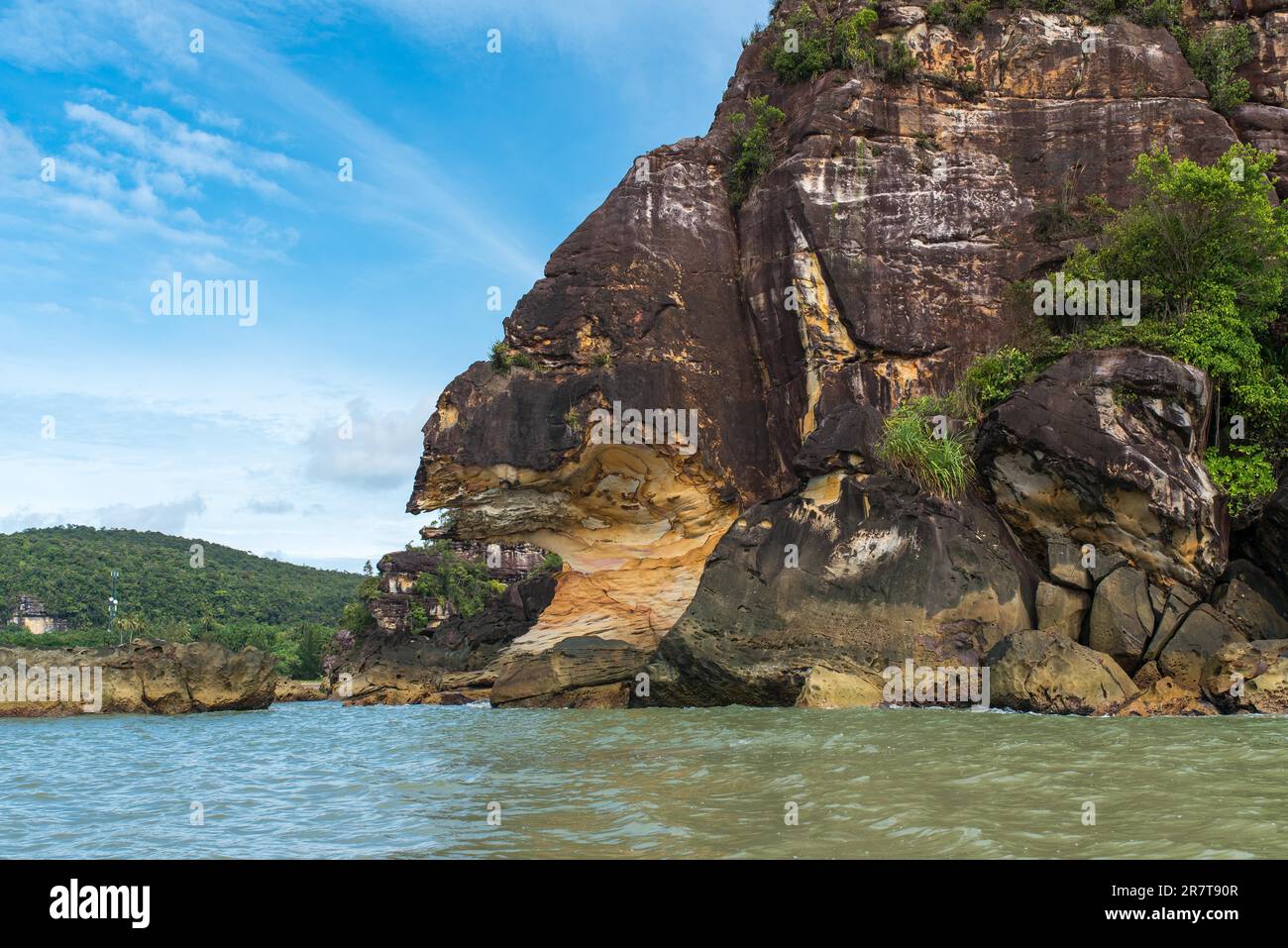Geologically interesting sandstone rock formation at Bako National Park ...
