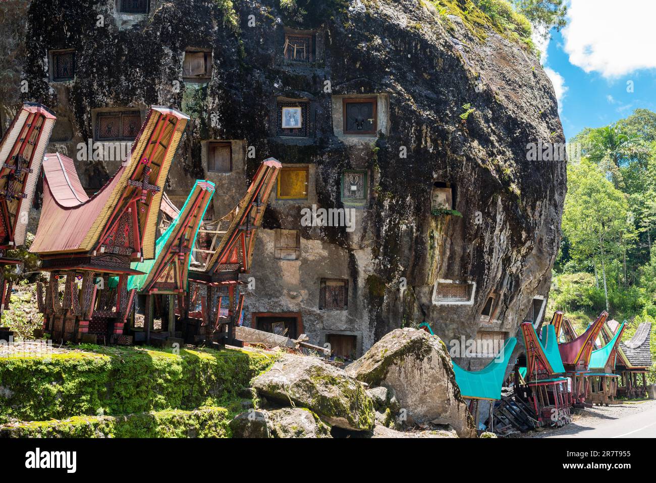 The Lo'ko Mata rock-cut tombs high up in the mountains of Tana Toraja ...