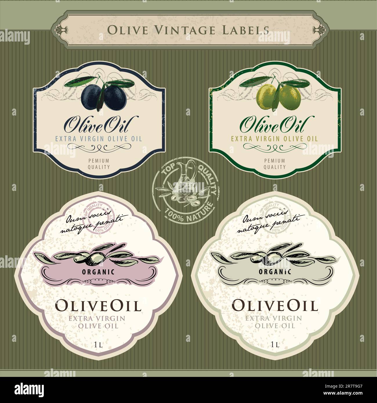 Vector illustration - Set of olive oil label templates Stock Vector ...