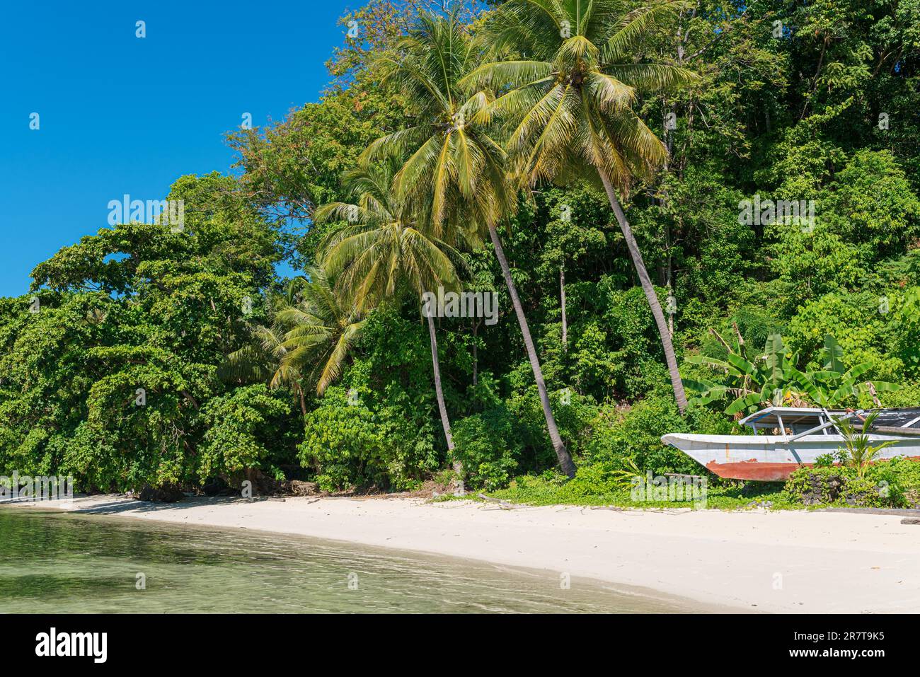 The white sandy beach of the Togian Island Batudaka in the Gulf of ...