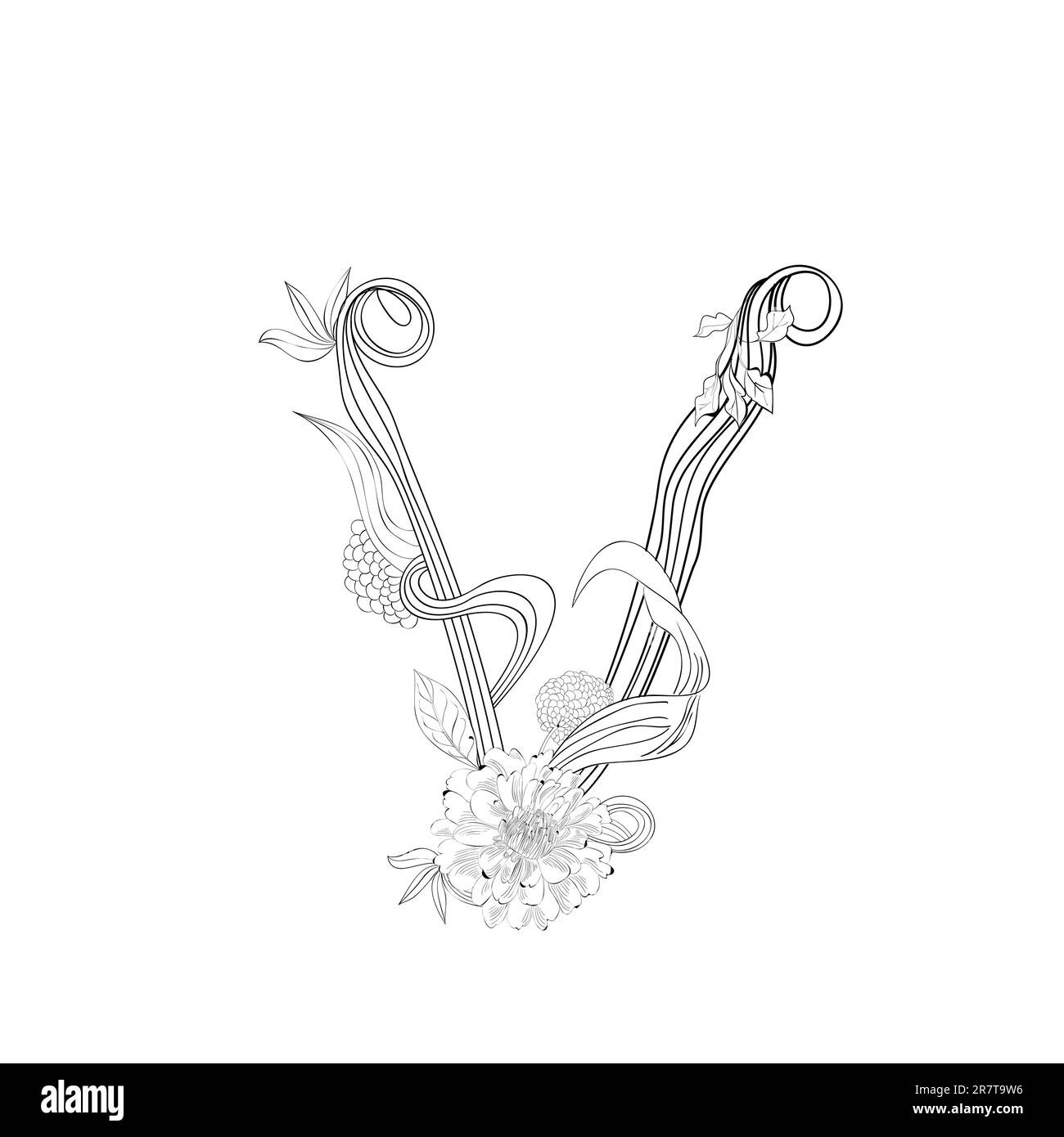 Floral font, Letter V Stock Vector Image & Art - Alamy