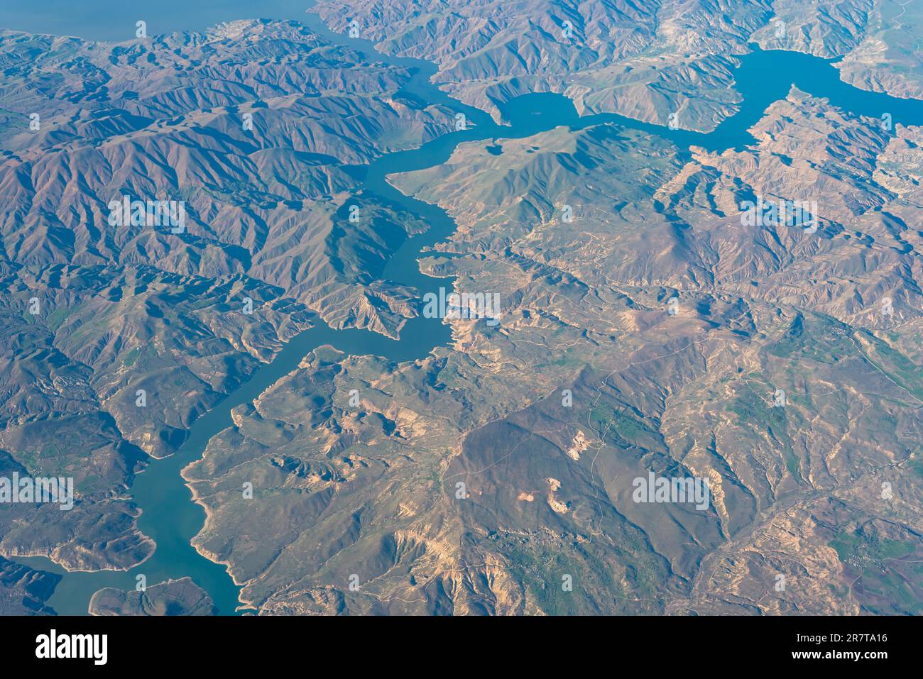 Aerial photo of the Euphrates and the Keban Dam in the east of Turkey ...
