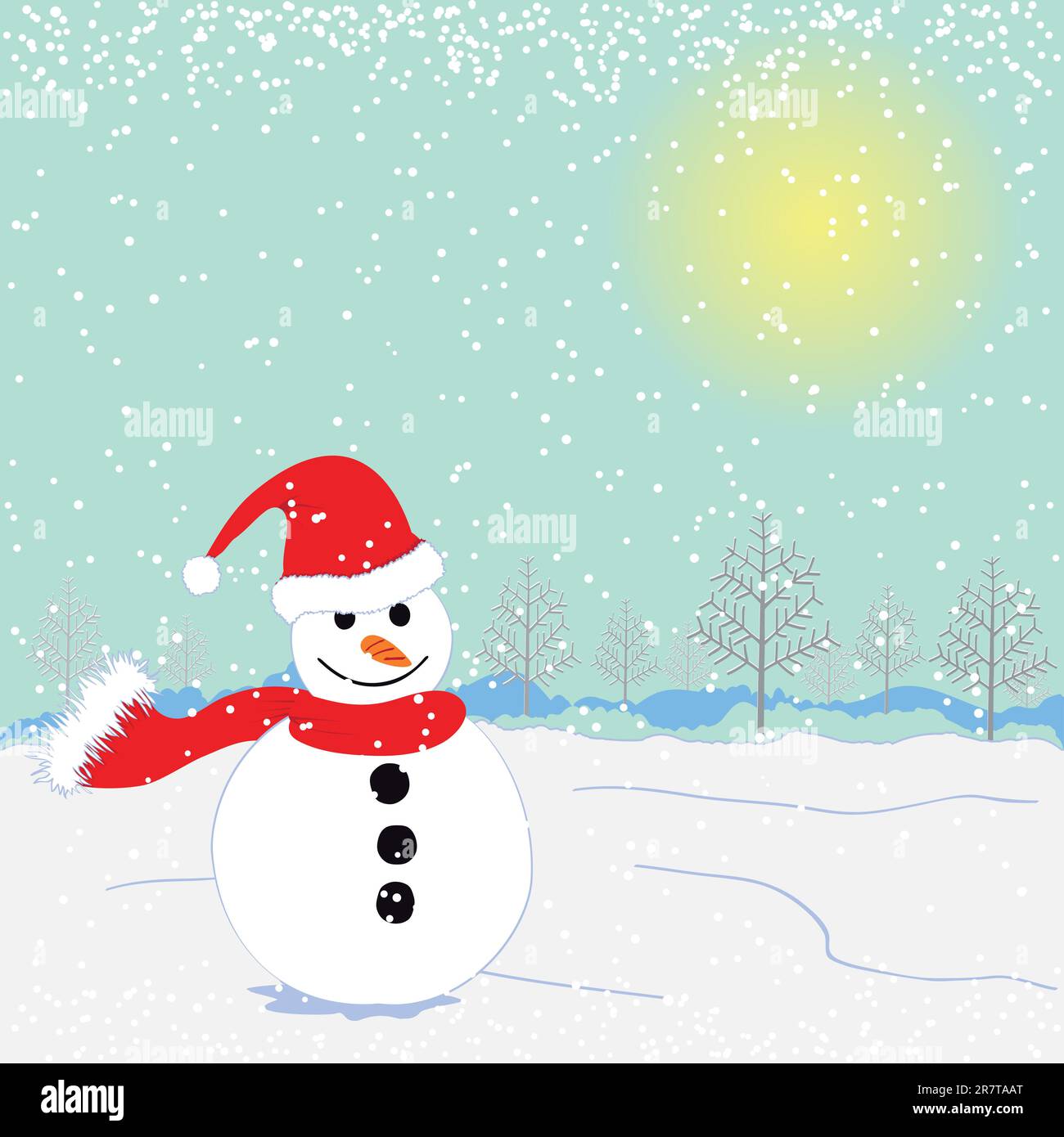 Christmas greeting snowman on white snow land Stock Vector Image & Art ...