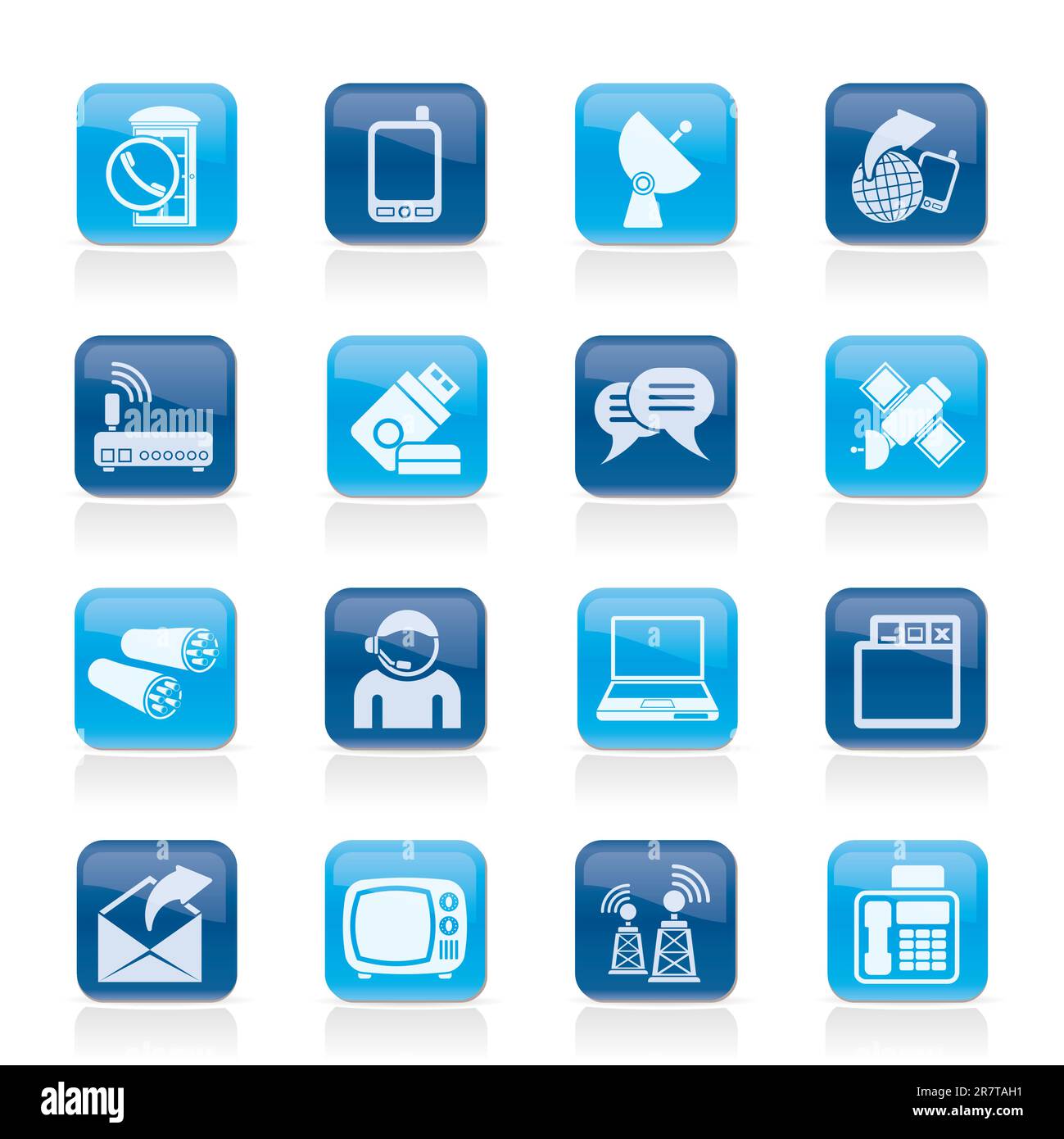 Communication, connection and technology icons - vector icon set Stock ...