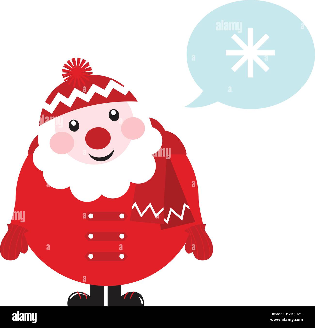 Cute vector cartoon Santa thinking. Illustration in retro style Stock ...
