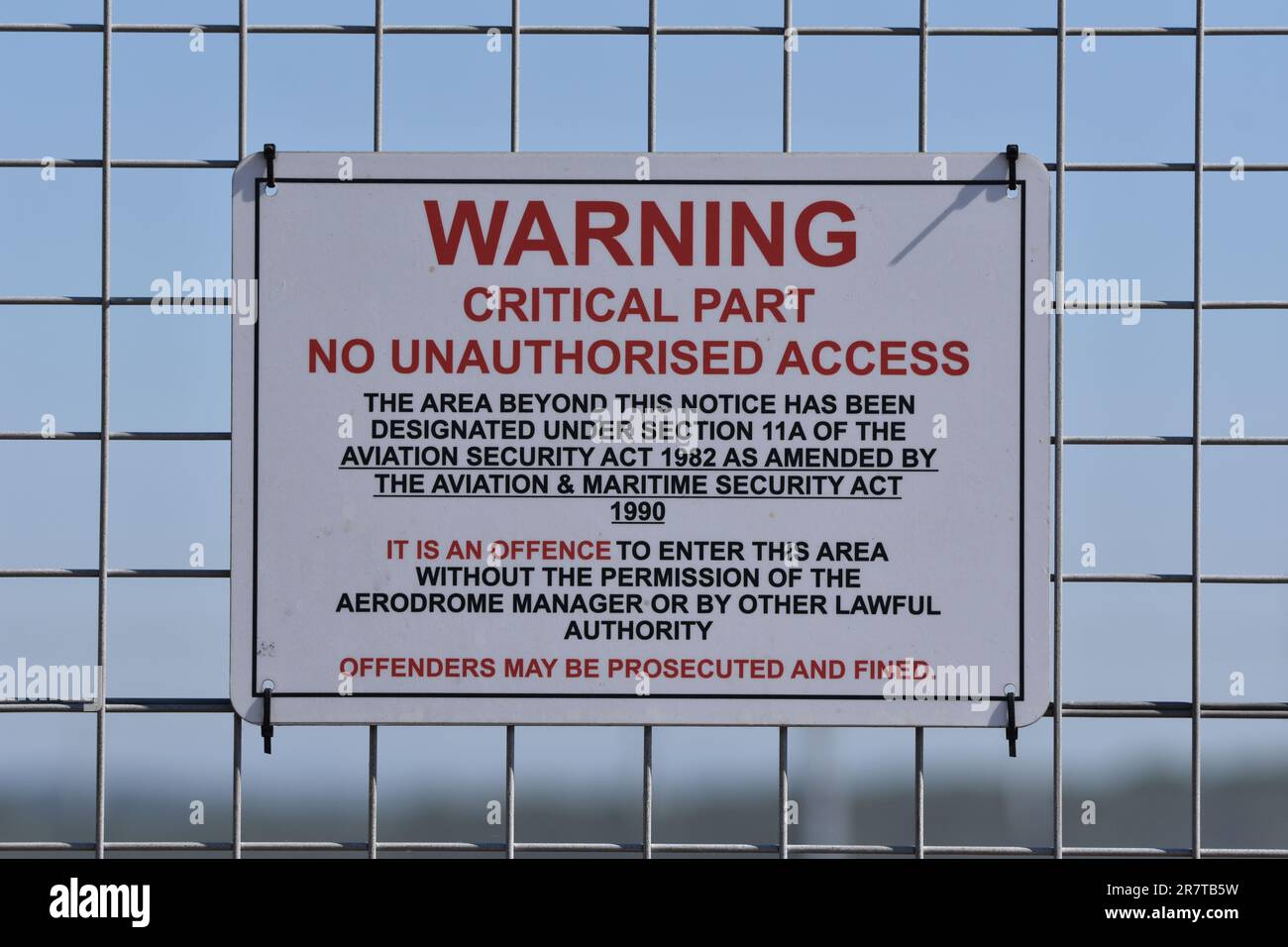 Warning critical part no unauthorised access hi-res stock photography ...