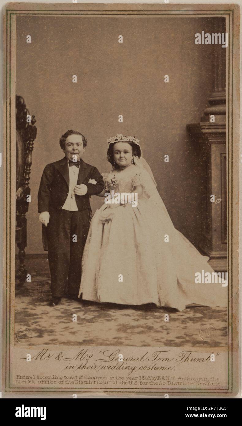 Mr. and Mrs. "General Tom Thumb" in their Wedding Costume 1863 Stock ...