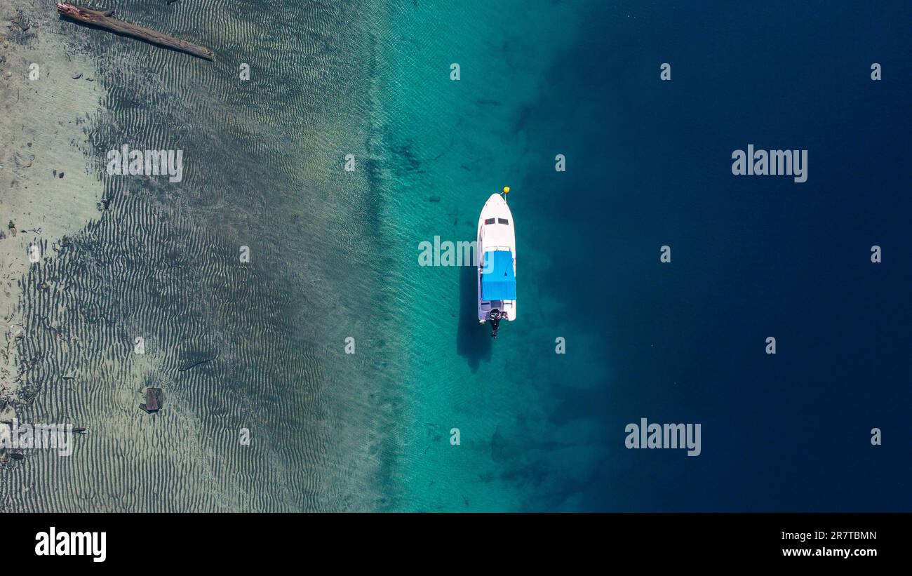 Aerial drone clear water boat hi-res stock photography and images - Alamy