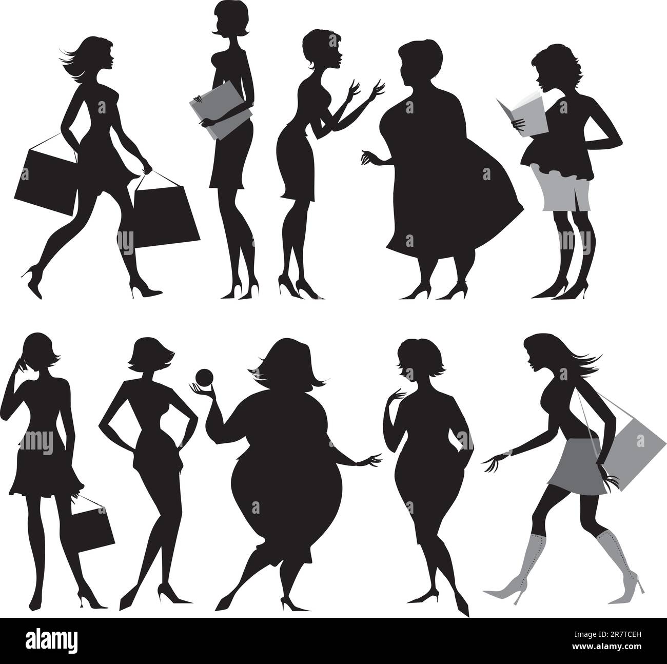 Vector silhouettes of ten women Stock Vector Image & Art - Alamy