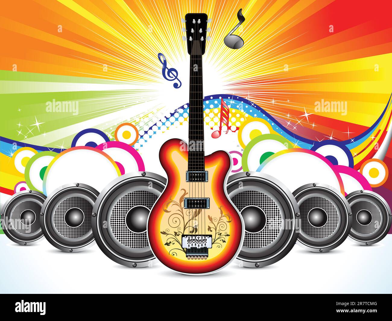 abstract colorful guitar with sound concept vector illustration Stock ...