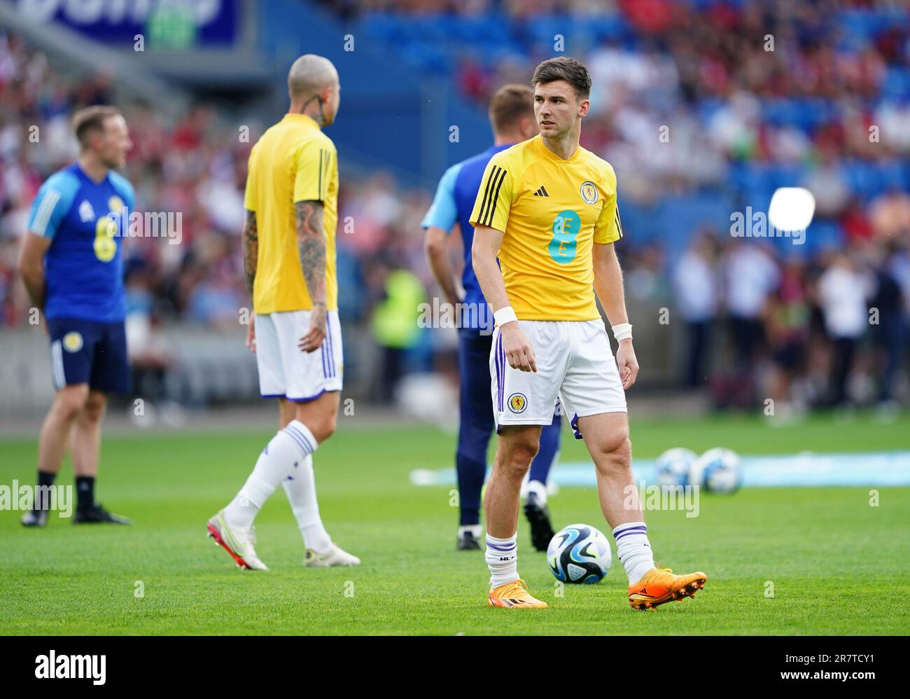 Scotland's Kieran Tierney warming up before the UEFA Euro 2024 ...