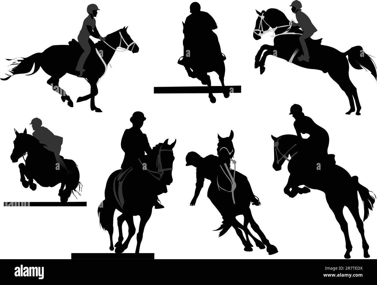 Horse riders silhouettes. Vector illustration Stock Vector Image & Art ...