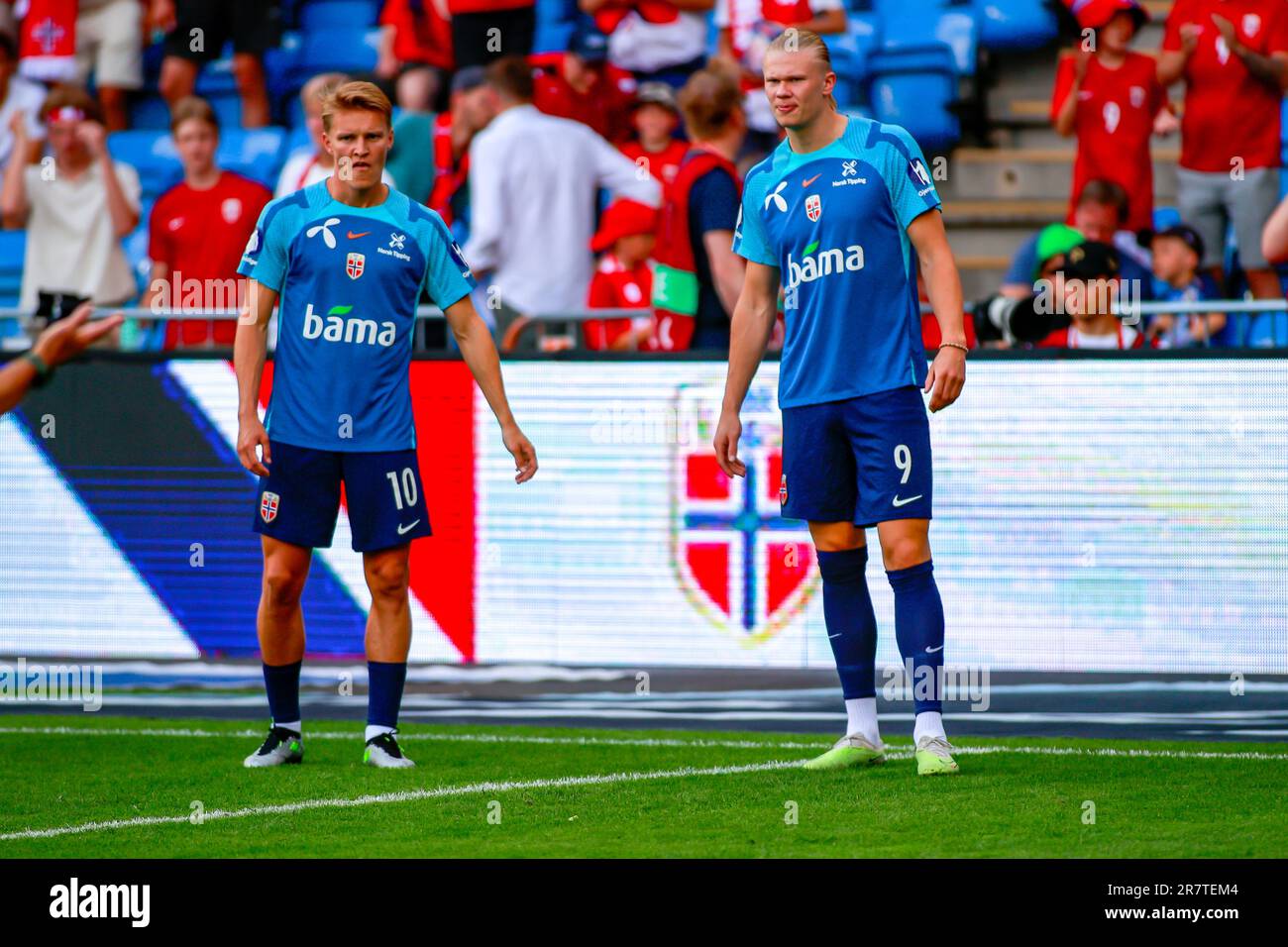 Oslo, Norway, 17th June 2023. Norway's Erling Braut Haaland and Norway ...