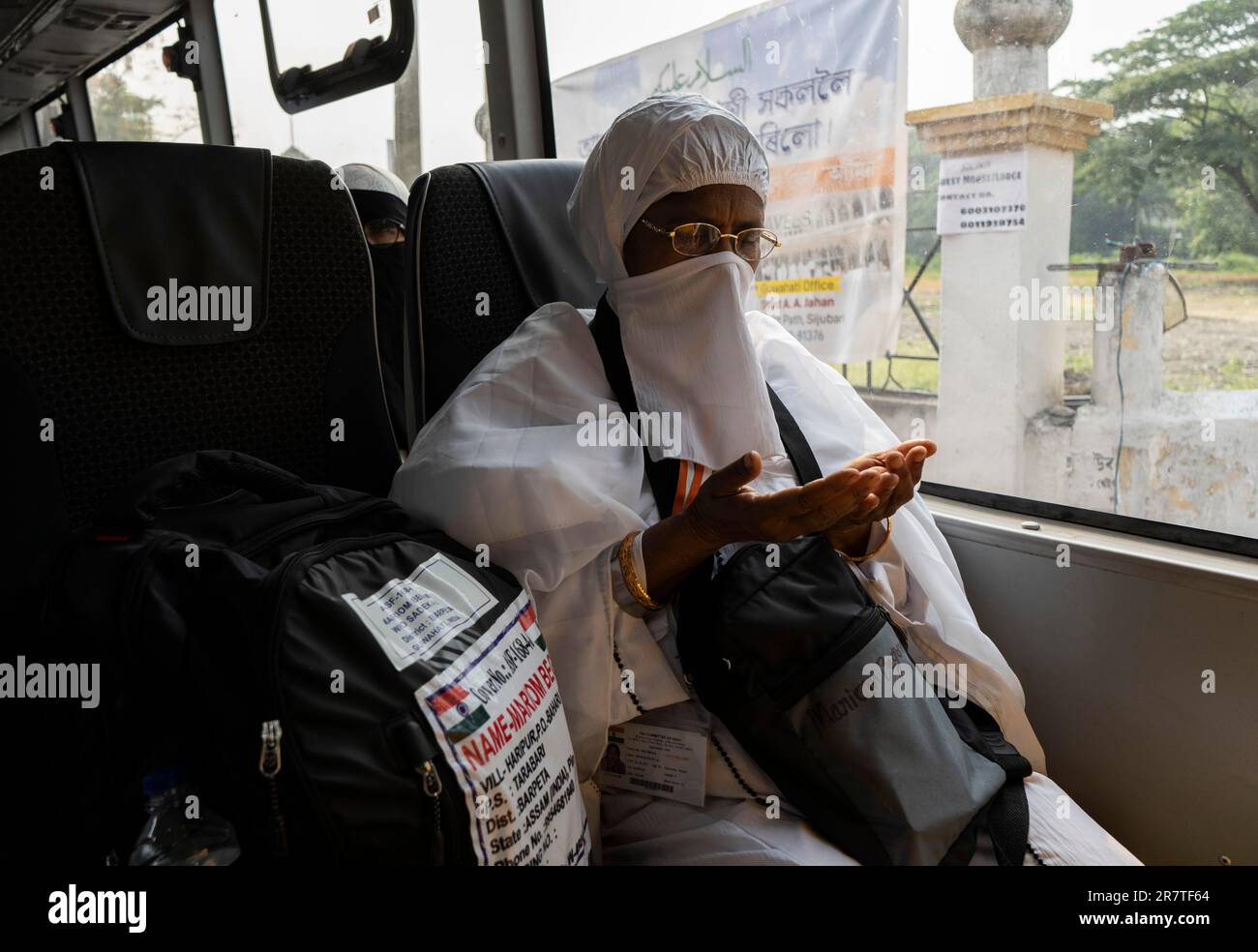GUWAHATI, INDIA, JUNE 7: Haj pilgrims inside a bus as they leaving to ...