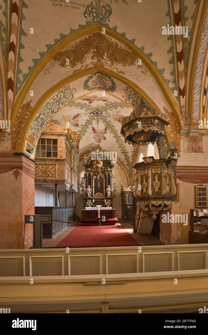 Parish Church of St. John, Rerik, pulpit, altar and patronage box ...