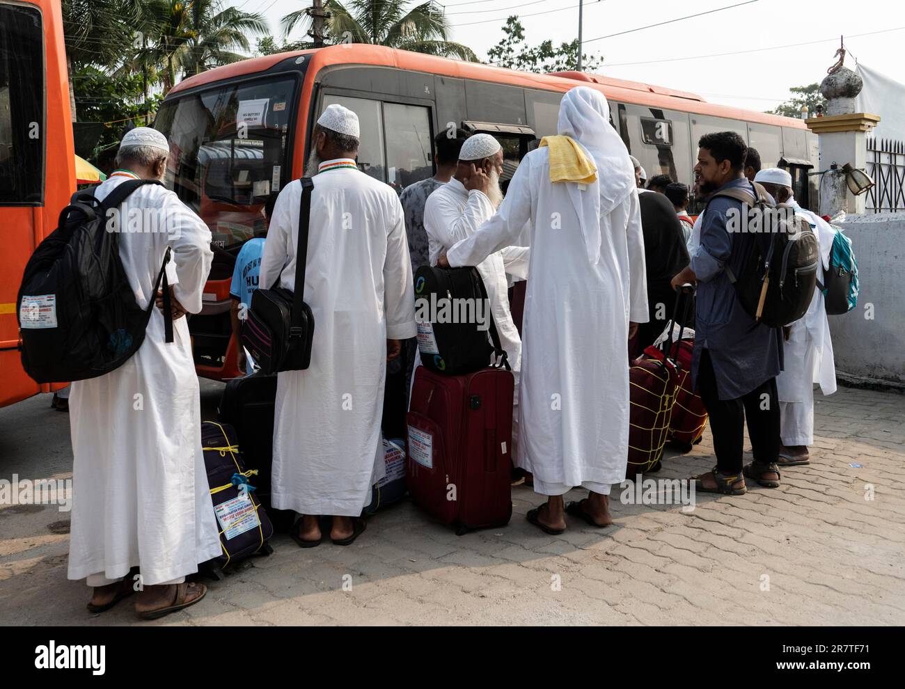 GUWAHATI, INDIA, JUNE 7: Haj pilgrims inside a bus as they leaving to ...