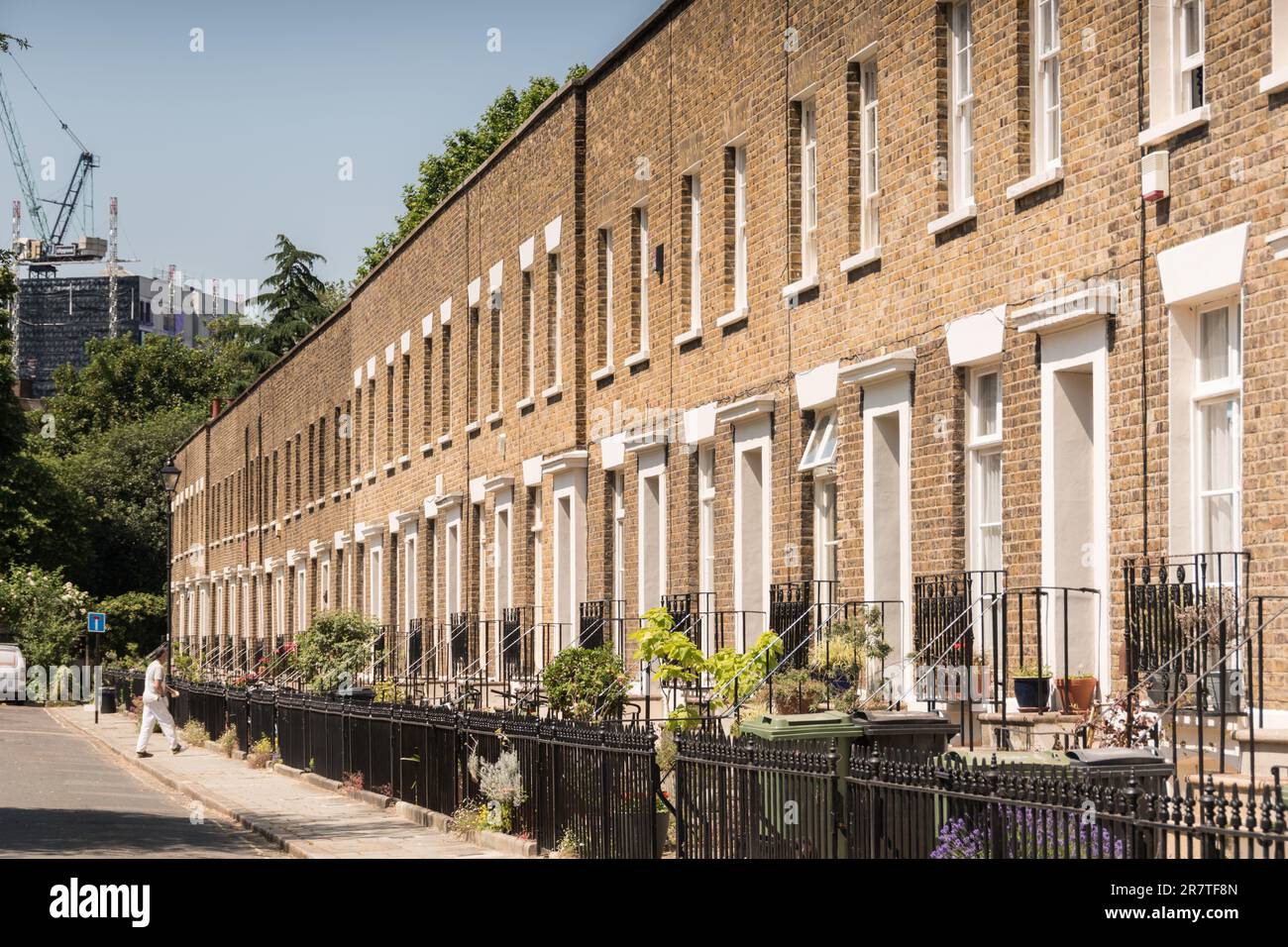 Smart terraced houses on Walcot Square, Lambeth, London, SE11, England ...