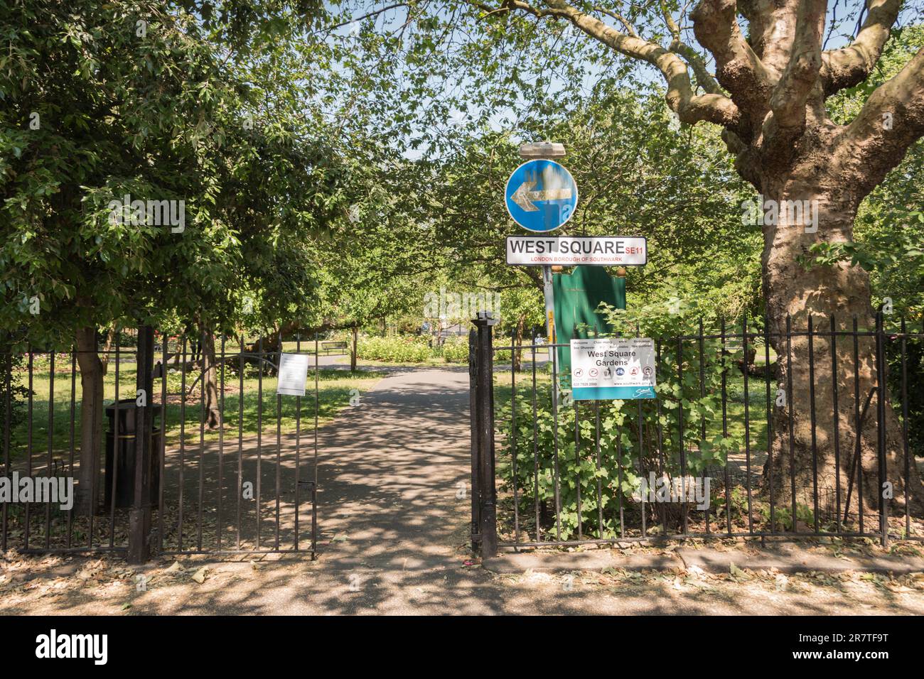 West Square Gardens signage, Lambeth, London, SE11, England, U.K Stock ...