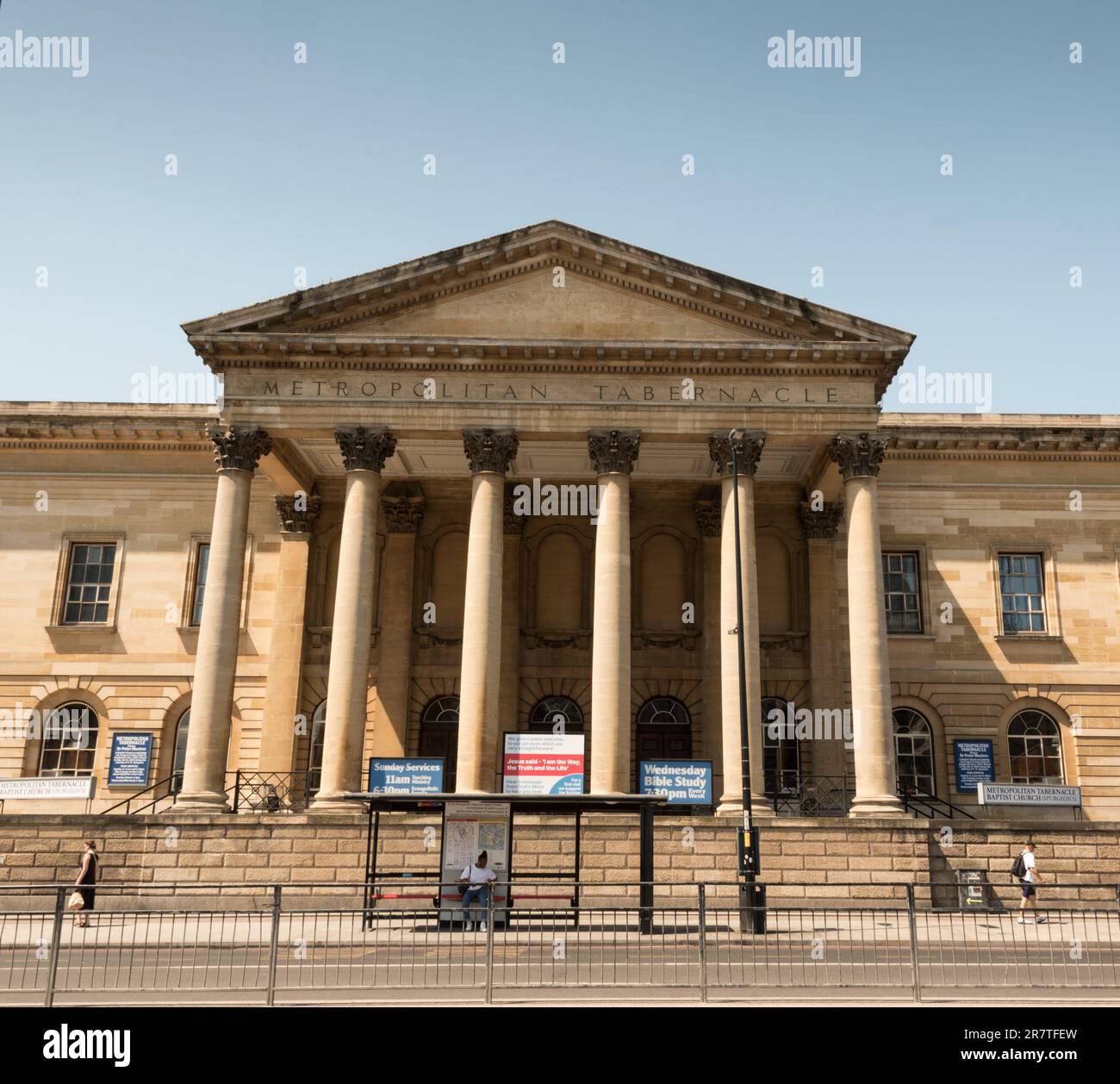 The facade and portico of the Metropolitan Tabernacle Building ...