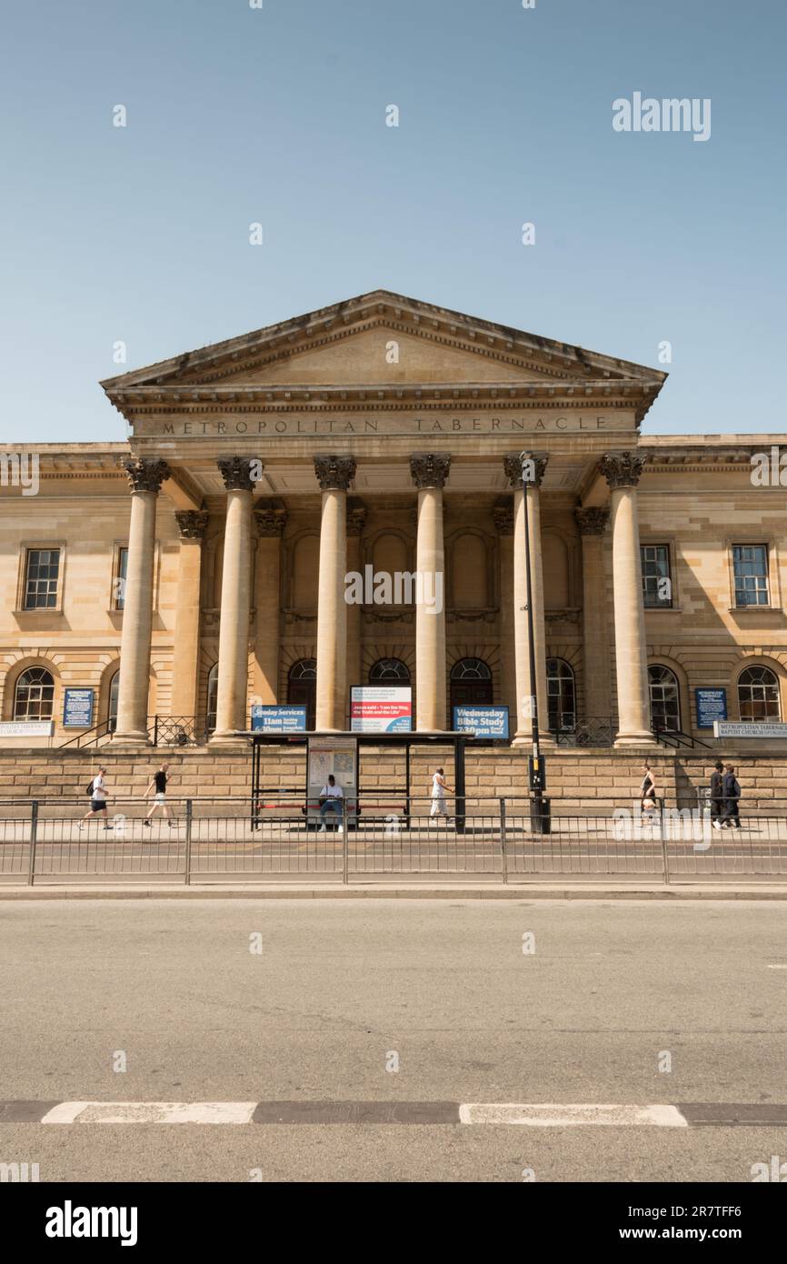 The facade and portico of the Metropolitan Tabernacle Building ...