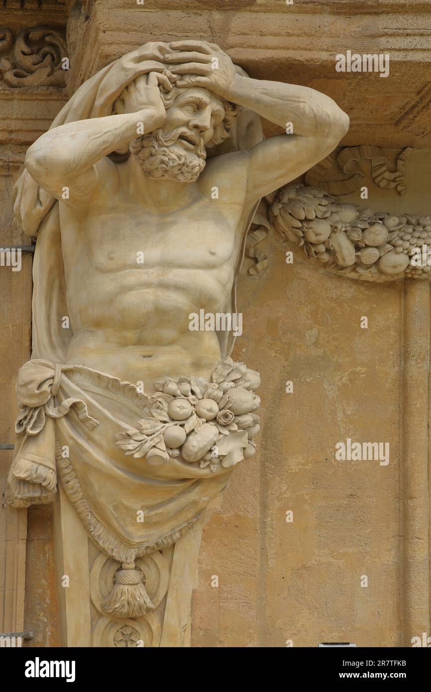 Atlas sculpture at the baroque Pavillon de Vendome, Greek, mythology ...