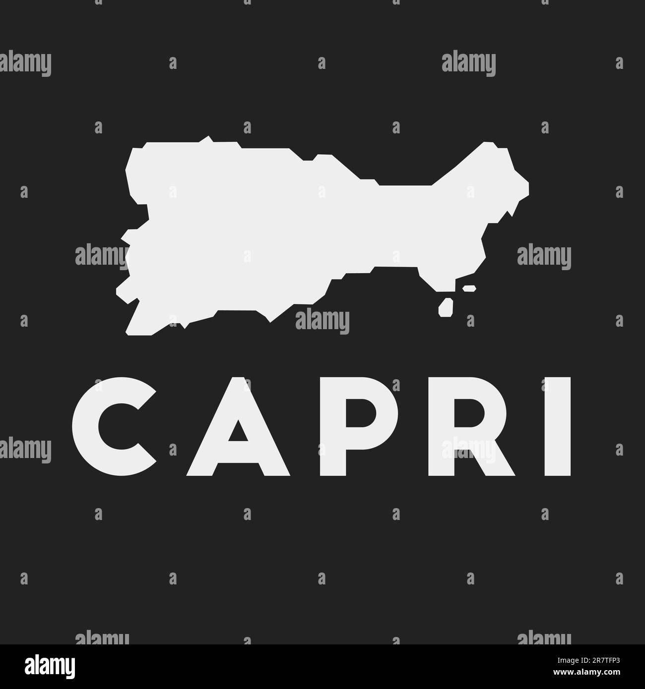 Capri icon. Island map on dark background. Stylish Capri map with ...