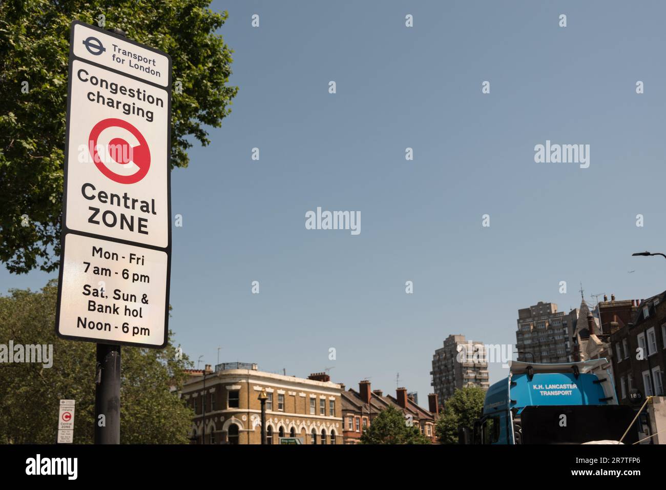 Closeup of Transport for London Congestion Charging Central Zone ...