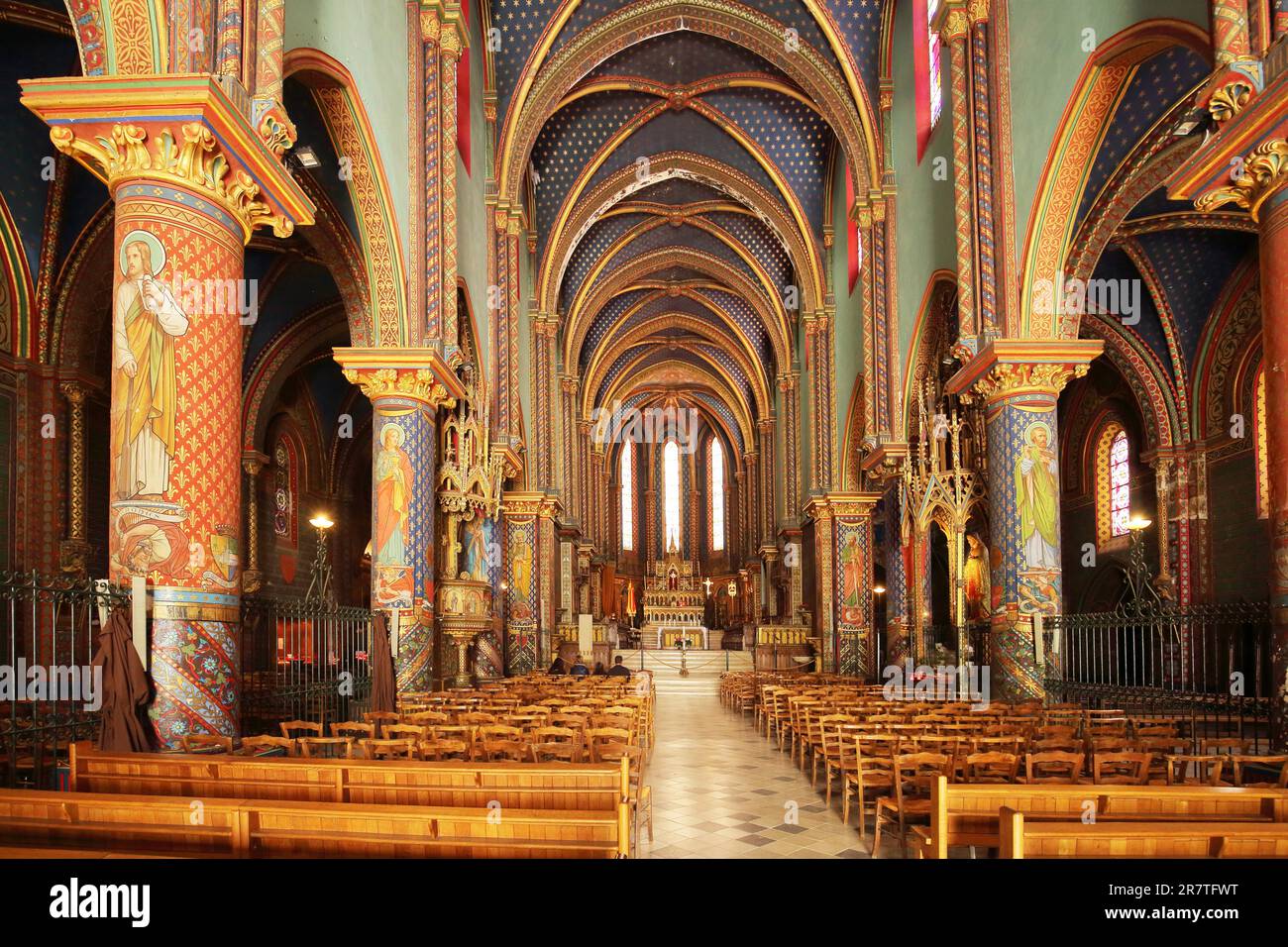 Interior view of baroque Saint-Dame-du-Bon-Remede church, Saint-Michel ...